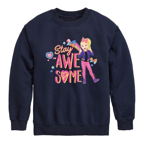 Jojo Siwa Stay Awesome Graphic Long Sleeve Fleece Sweatshirt - Navy ...
