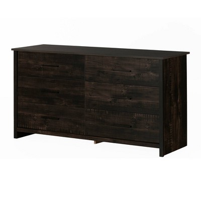 South Shore 25.5" 6 Drawer Double Dresser Rubbed Black: Laminated ...