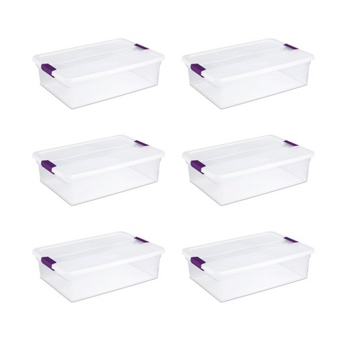 Sterilite 32 Qt Clearview Latch Storage Box, Stackable Bin With Latching Lid, Plastic Container ...