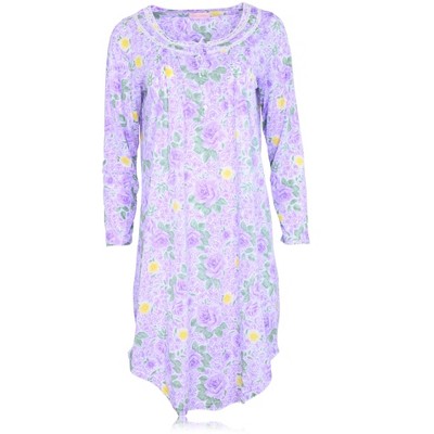 JEFFRICO Womens Long Sleeve Nightgowns Sleepwear Soft Pajama Dress ...