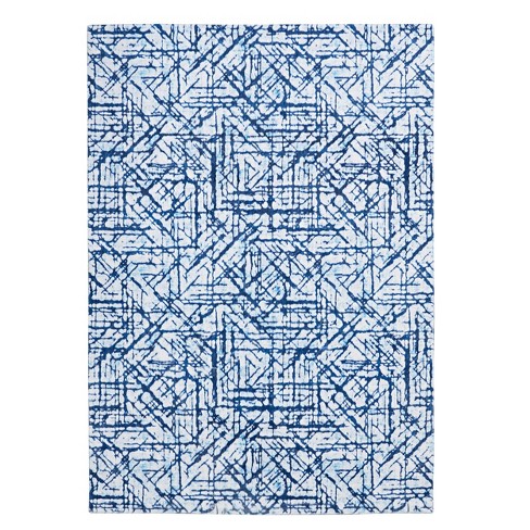 8'x10' Durand Faux Rabbit Rug Blue/white - Linon : Target