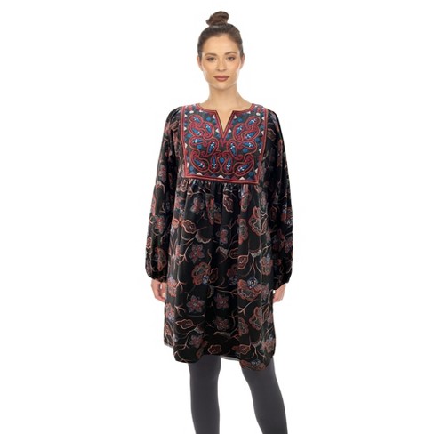 Women's Paisley Floral Embroidered Sweater Dress : Target