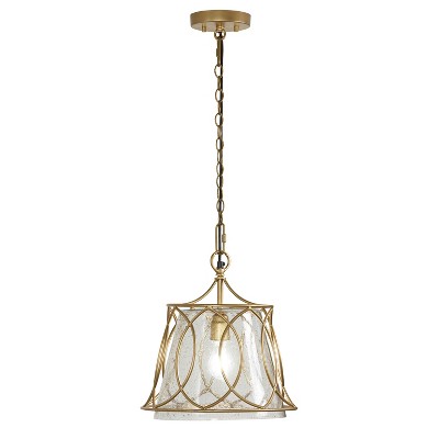 River Of Goods 13.25" Kasha Gold Metal And Clear Glass Pendant Light ...