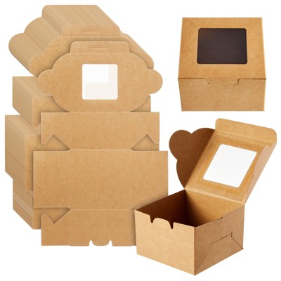 Juvale 50-pack Single Cupcake Boxes With Inserts For Bakery - Individual Kraft Paper Packaging ...