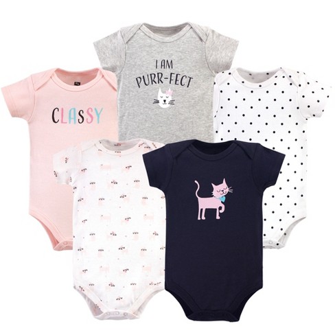 Hudson Baby Infant Girl Cotton Bodysuits 5pk, Cat, 9-12 Months : Target