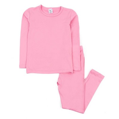 Leveret Kids Two Piece Thermal Pajamas Solid Light Pink 6 Year : Target