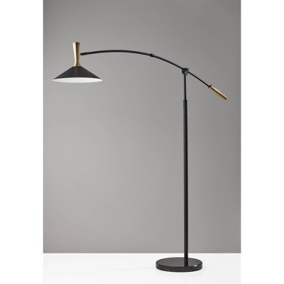 Bahama Arc Lamp Dark Bronze - Adesso: 80" Height, Woven Rattan Shade ...