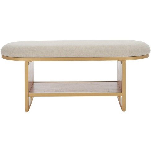 Iona Open Shelf Bench W/cushion - Cream/natural - Safavieh : Target