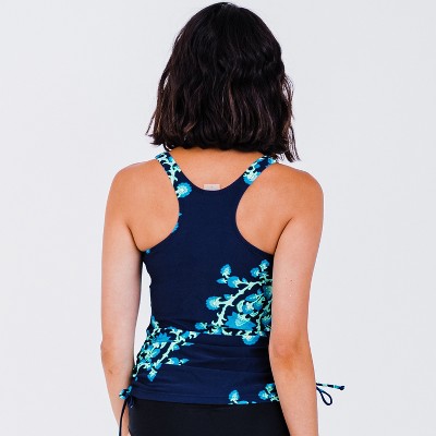 Calypsa Women's Maya Tankini Swim Top With Built-in Bra - Barbados Blue ...