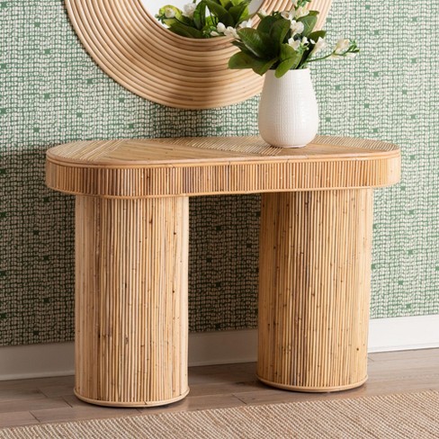 Bali & Pari Iryna Modern Bohemian Natural Rattan Console Table : Target