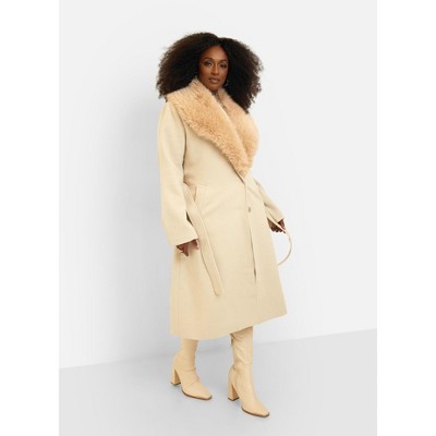 Rebdolls Women's Nikita Fur Collar Tie Belt Coat : Target
