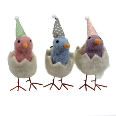 Easter Felted Wool Party Chicks Set /3 - 3 Felted Wool Chicks 4.25 ...