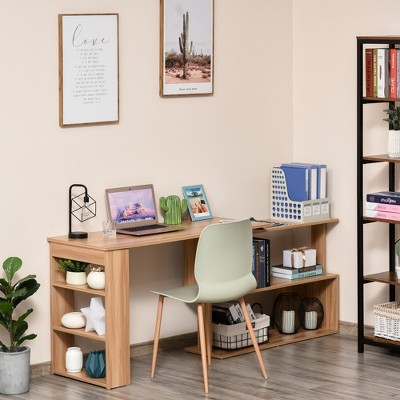 Homcom 360° Rotating Home Office Desk L Shaped Corner Computer Desk ...