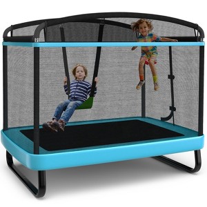 Gymax 6' Kids Trampoline & Swing Set w/Safety Enclosure Indoor ...