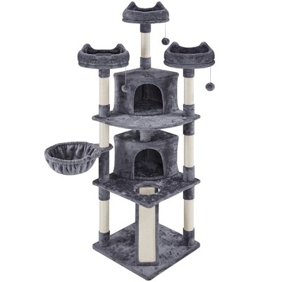 Yaheetech 63" Multilevel Plush Cat Tree With Hammock For Cats Kitchens ...