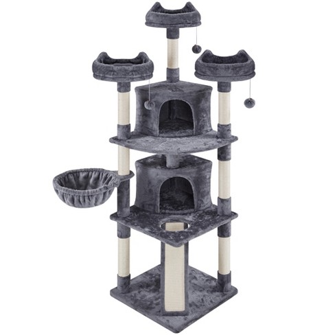 Yaheetech 76"h Large Plush Cat Tree With Platforms For Kittens Cats ...