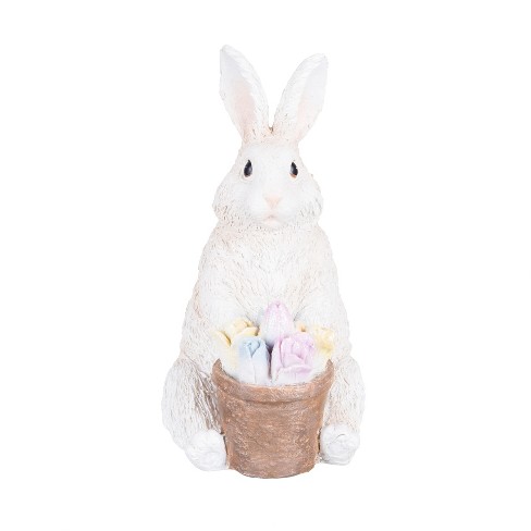 C&f Home Easter Bunny With Flower Basket Figurine : Target