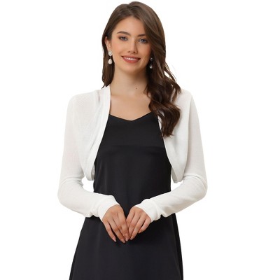 Allegra K Women's Sheer Elegant Wedding Open Front Crop Bolero Shrugs ...