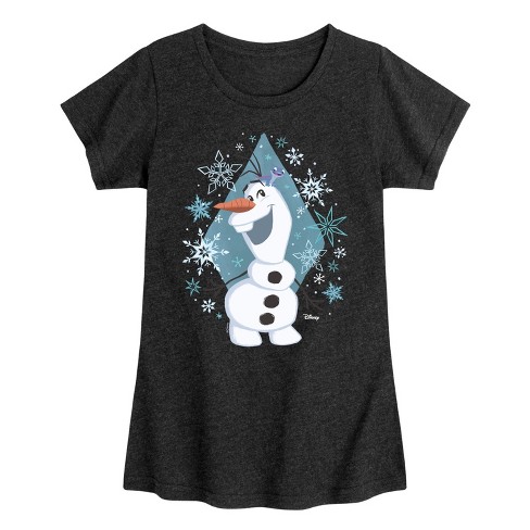 Girls' - Frozen - Olaf Winter Snowflakes Fitted Short Sleeve Graphic T ...
