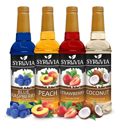 Syruvia Coffee Flavors Variety Pack: Strawberry, Coconut, Peach & Blue ...