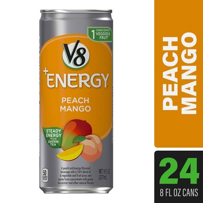 V8 +energy Peach Mango Juice Drink - 24pk/8 Fl Oz Cans : Target