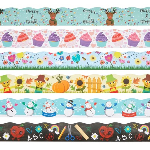 Bright Creations 6 Rolls 234 Feet Holiday Scalloped Bulletin Board ...