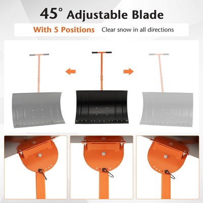 Costway 29" Snow Shovel Heavy-duty Metal Adjustable Angle & Height Snow ...