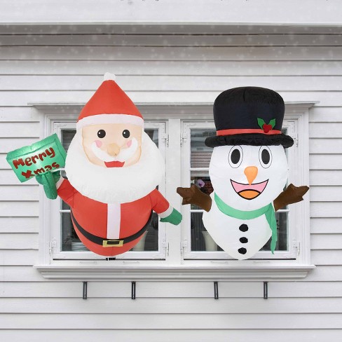 Sunnydaze Santa And Frosty Christmas Window Inflatable Duo : Target