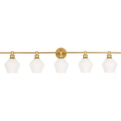 Save 18% • Elegant Lighting Gene 5 light Brass and Frosted white glass ...