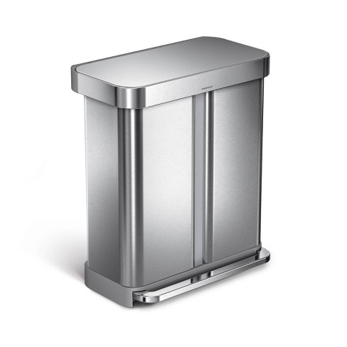 Simplehuman 58l Rectangular Dual Compartment Recycling Step Trash Can ...