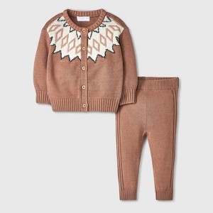 Grayson Mini Baby Fairisle Sweater Cardigan Set - Brown : Target