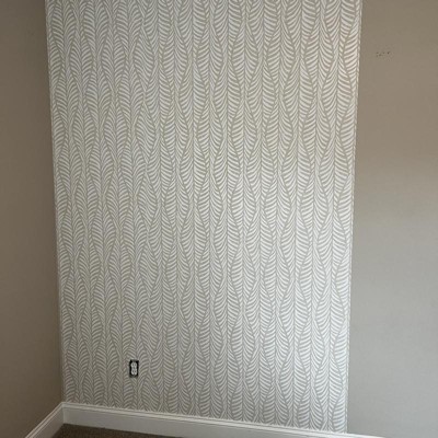Tempaper Block Print Leaves White Clay Peel And Stick Wallpaper : Target
