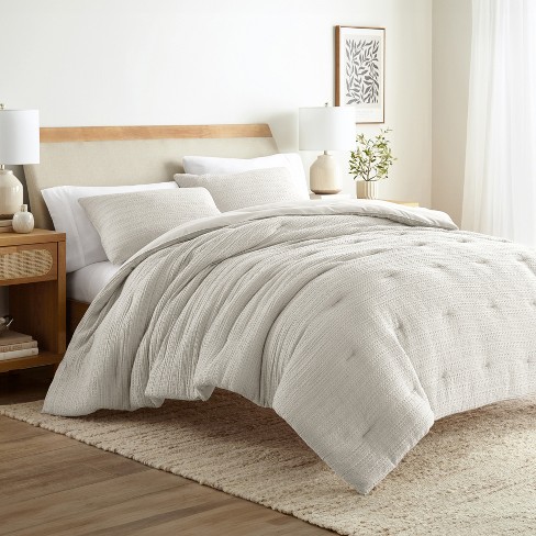 Waffle Textured Comforter Set All Season Down-alternative Ultra Soft ...