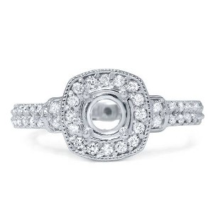 Pompeii3 1/2ct Cushion Halo Diamond Engagement Ring Setting Semi Mount 14k White Gold : Target