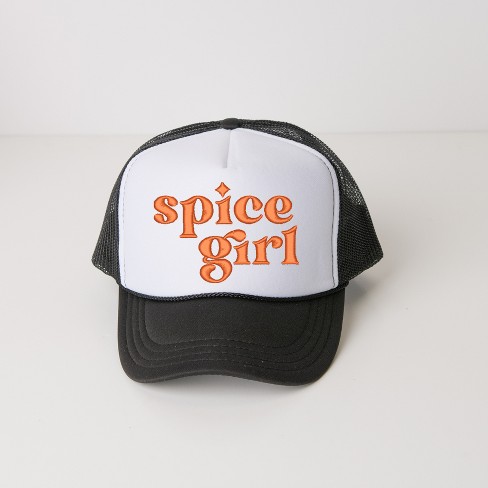 Simply Sage Market Spice Girl Embroidered Foam Trucker Hat - One Size Fits Most - White/black ...