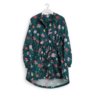 Lands' End Women's Plus Size Waterproof Hooded Packable Raincoat - 2x ...