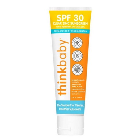 Thinkbaby Spf 30 Clear Zinc Sunscreen - 3 Fl Oz : Target