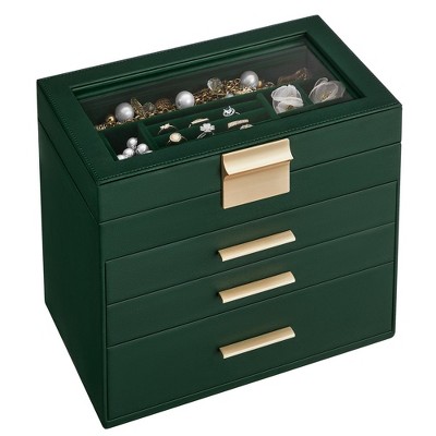 Large Accessory Organizer 4-tier Dark Green Jewelry Box : Target