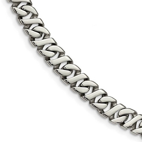 Black Bow Jewelry Men's 9mm Stainless Steel Fancy Curb Chain Necklace ...