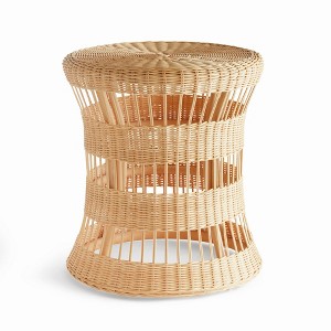 Plum & Post Ashton Natural Rattan Hourglass Shape Side Table 18" x 20 ...