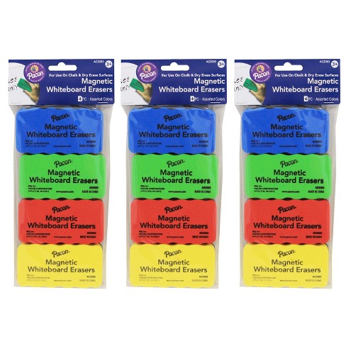 Pacon® Magnetic Chalk & Whiteboard Eraser, 4 Assorted Colors, 2.25" X 4 ...