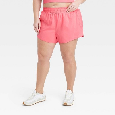 Women's Woven Mid-rise Run Shorts 3" - All In Motion™ Coral Pink 1x ...