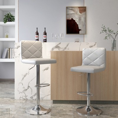 Comhoma Bar Stools, Modern Pu Leather Swivel Adjustable Hydraulic Bar ...