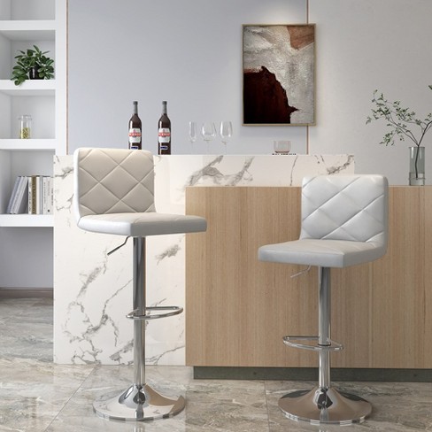 Comhoma Bar Stools, Modern Pu Leather Swivel Adjustable Hydraulic Bar ...