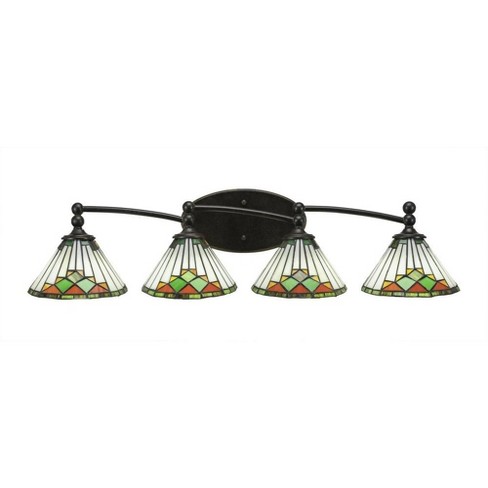 Toltec Lighting Capri 4 - Light Vanity In Dark Granite With 7" Green ...