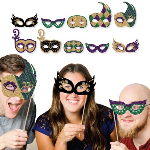 Big Dot Of Happiness Mardi Gras Masks & Glasses - Paper Card Stock ...