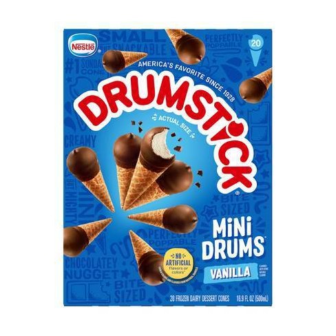 Nestle Drumstick Mini Drums Frozen Sundae Cones Vanilla - 20ct : Target
