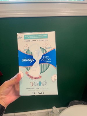 Always Pure Cotton Extra Heavy Flow Maxi Pads - Size 3 - 22ct : Target