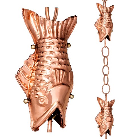 Good Directions 8.5ft Copper Fish Rain Chain: Decorative Outdoor Gutter ...