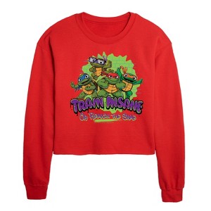 Teenage Mutant Ninja Turtles Mutant Mayhem Train Insane Cropped Long Sleeve Crew Neck Sweatshirt ...